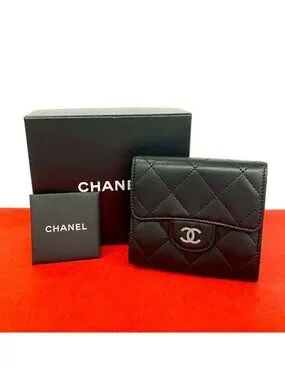 CHANEL | Bags | Chanel Quilted Cc Logo Lambskin Leather Trifold Wallet ...